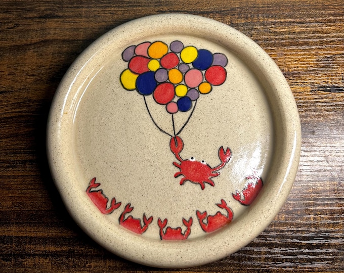 Flying Crab Ceramic Plate, Bubble Plate, Hand Painted Plate, Handmade ...