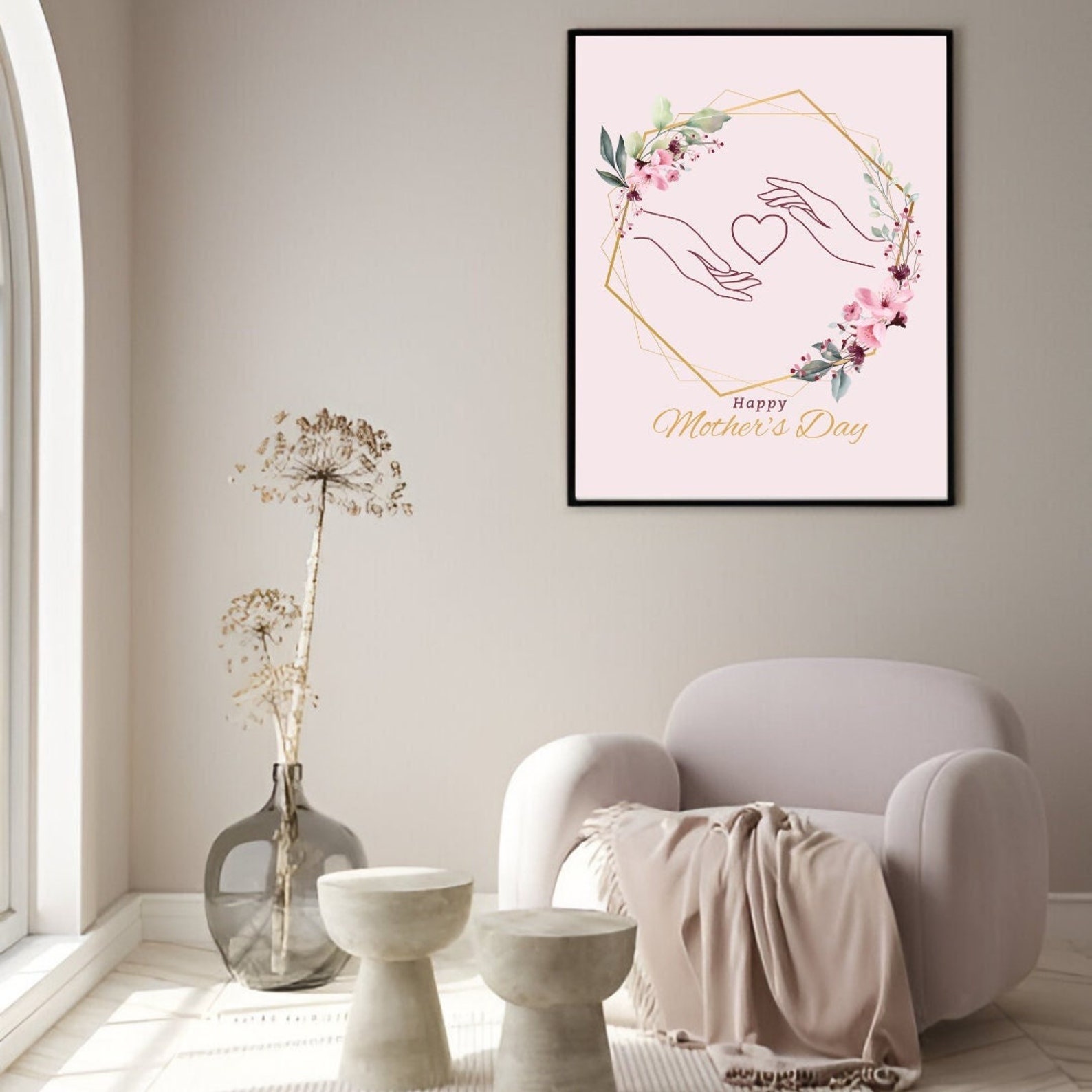 Happy Mother's Day Digital Download Floral Mother's Day Wall Print Room ...