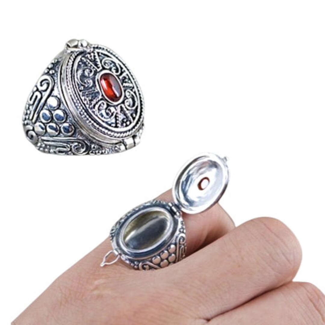 925 Silver Openable Box Ring Engraved and Embossed Ethnic - Etsy