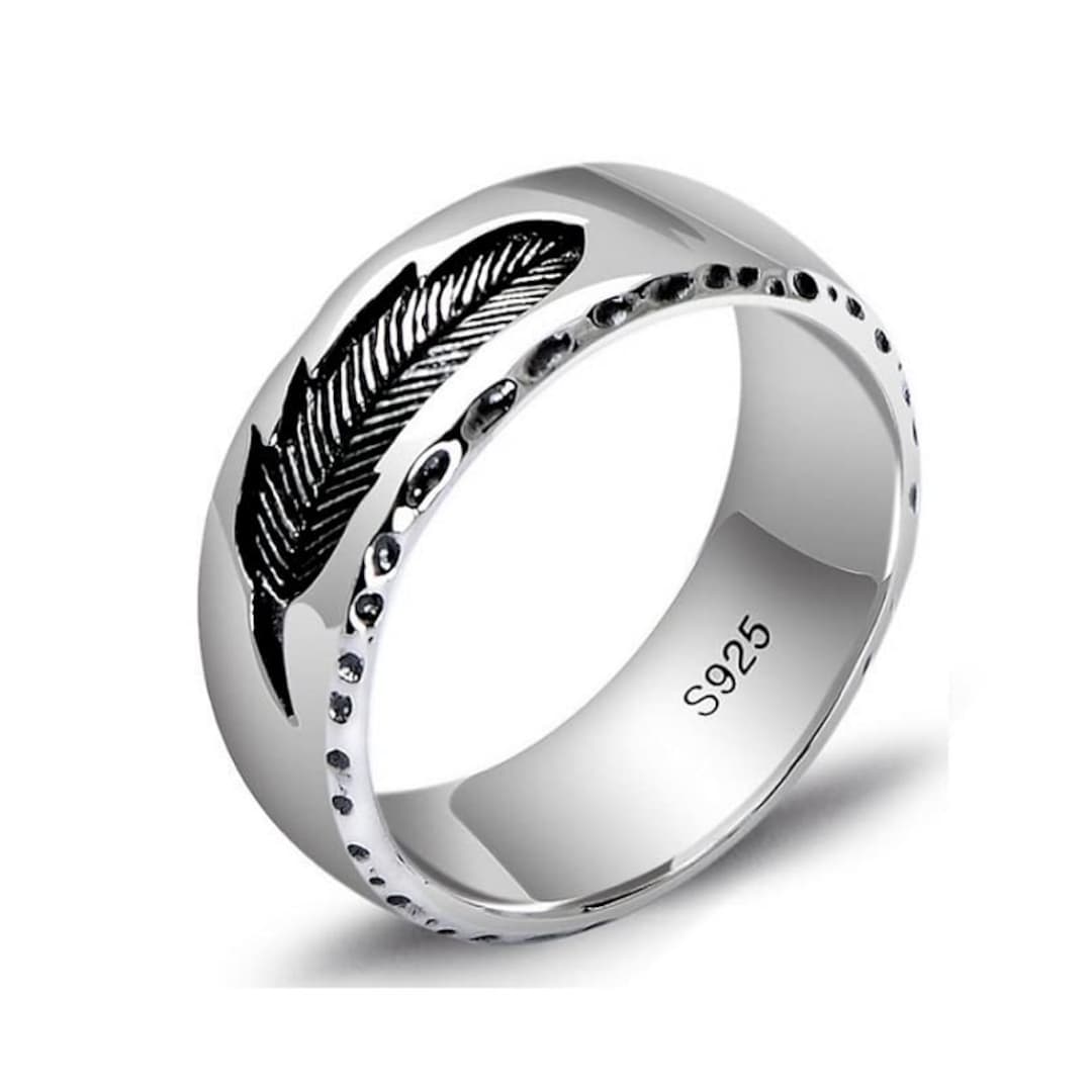 S925 Silver Feather Ring for Men Women Native American Indian 7mm Feather Ring Unisex Jewelry - Etsy