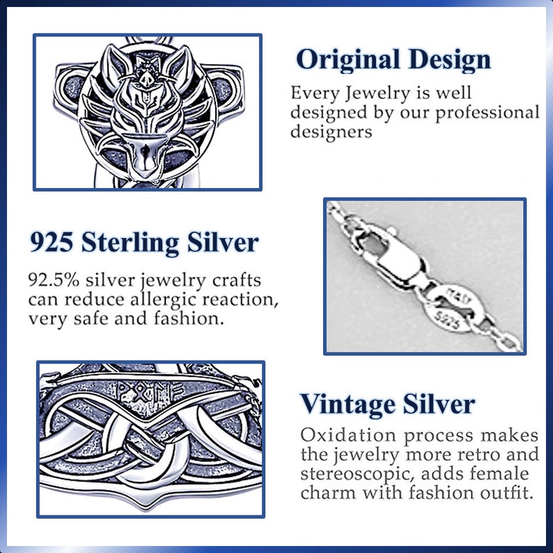 S925 Silver Viking Thor's Hammer Pendant Vintage Celtic Knot Pendant ...