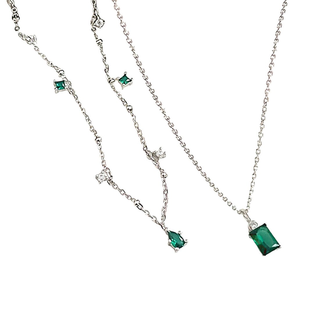 925 Sterling Silver Square Pendants Necklace Water Drop - Etsy