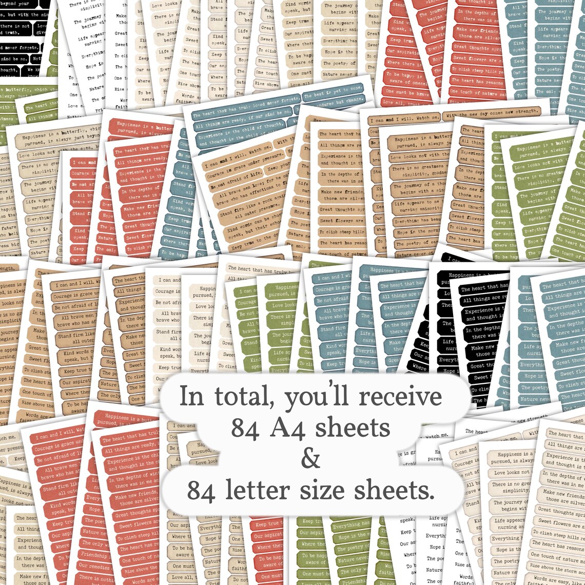 Junk Journal Inspirational Typewriter Quote Bundle, Printable Positive ...