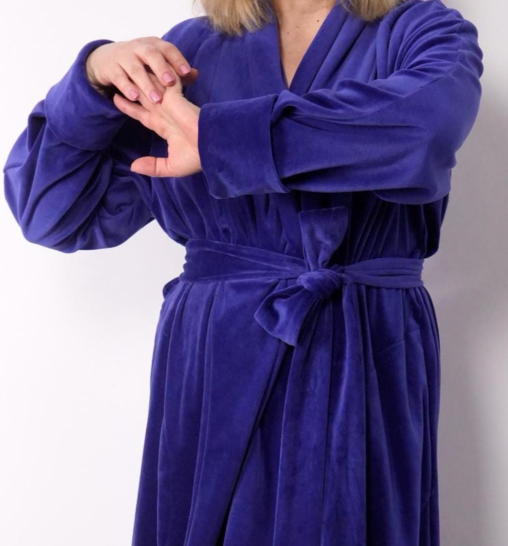 Long Robe Velvet 100% Cotton Velour / Dressing Gown From Organic Cotton ...