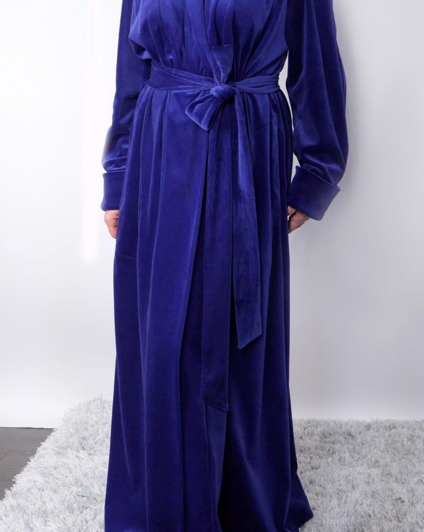 Long Velvet Robe Organic Cotton 100% / Velour Full Length Dressing Gown ...