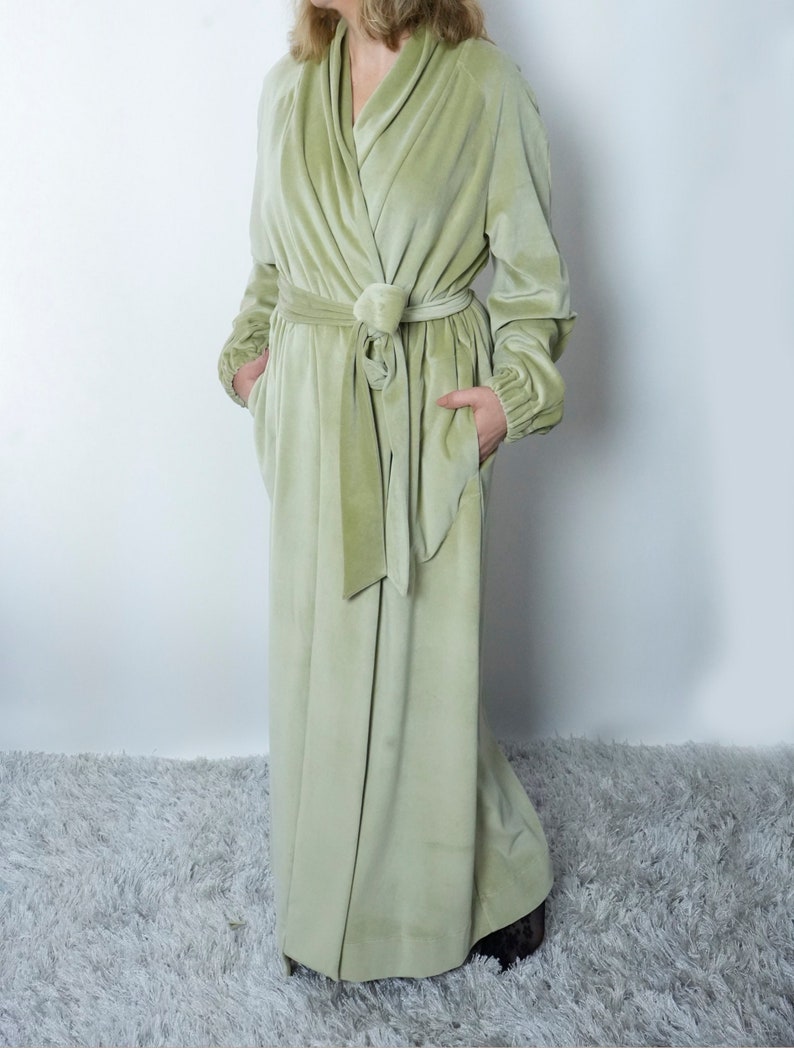 Long Robe Velvet 100% Cotton Velour / Dressing Gown From Organic Cotton ...
