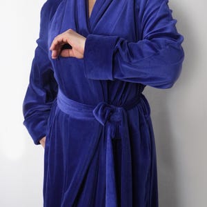Long Velvet Robe Organic Cotton 100% / Velour Full Length Dressing Gown ...
