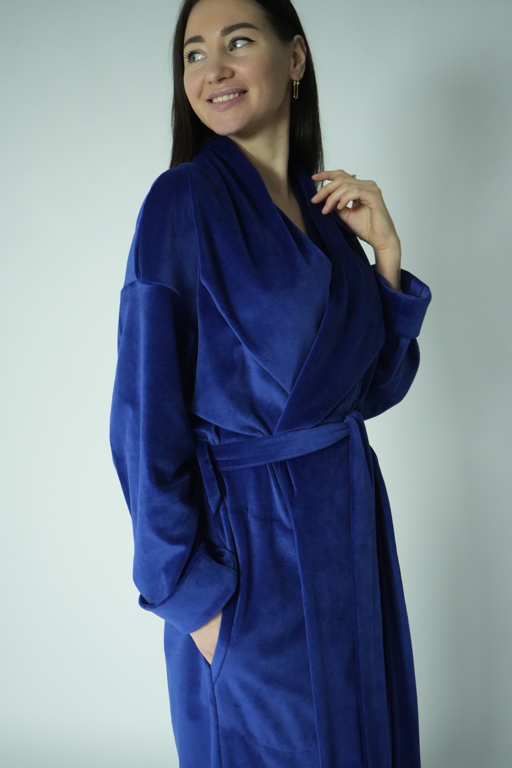 Cotton Velvet Robe 100% Eco Cotton / Full Length Velvet Robe / Long ...