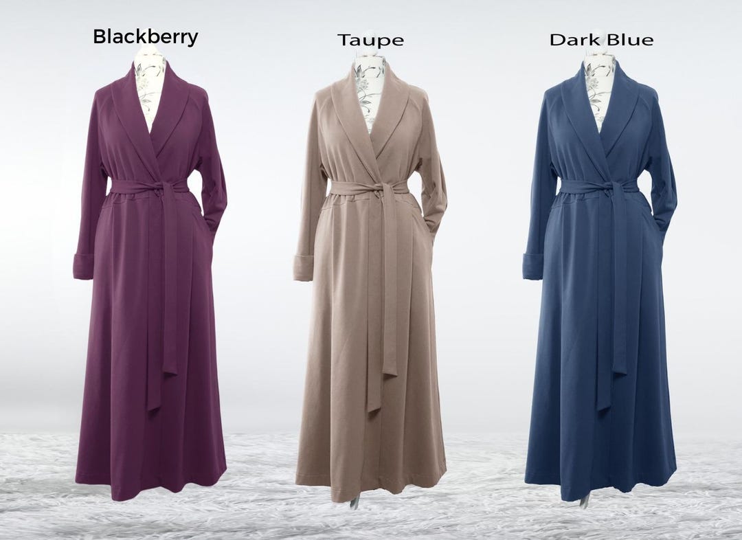 Warm Soft Cotton Robe / Organic Cotton Dressing Gown / Warm Non-heavy ...