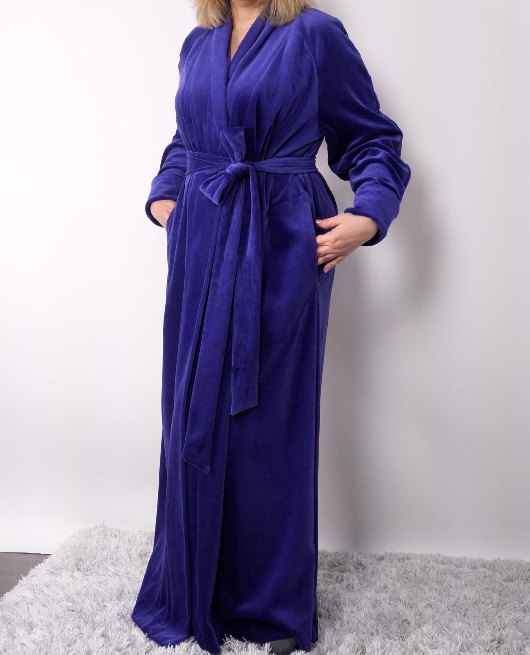 Extra Long 100% Cotton Velvet Robe/ 8 Colors / Organic Cotton Dressing ...