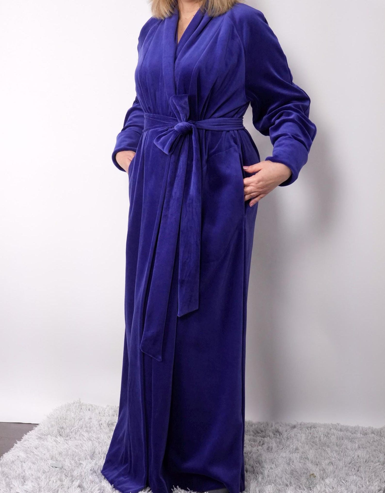 Long Robe Velvet 100% Cotton Velour / Dressing Gown From Organic Cotton ...