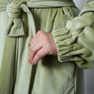 Long Robe Velvet 100% Cotton Velour / Dressing Gown From Organic Cotton ...