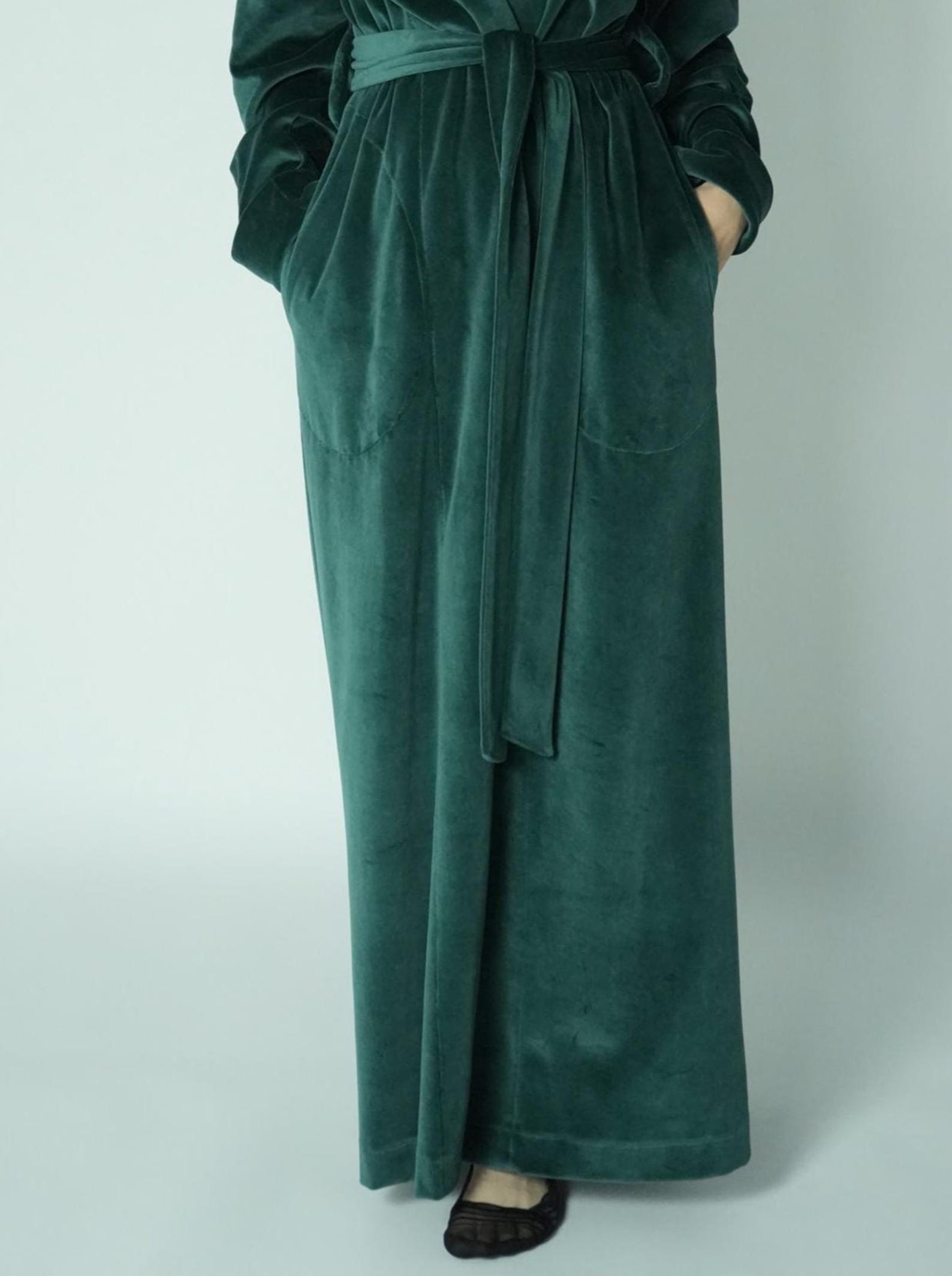 Long Robe Velvet 100% Cotton Velour / Dressing Gown From Organic Cotton ...