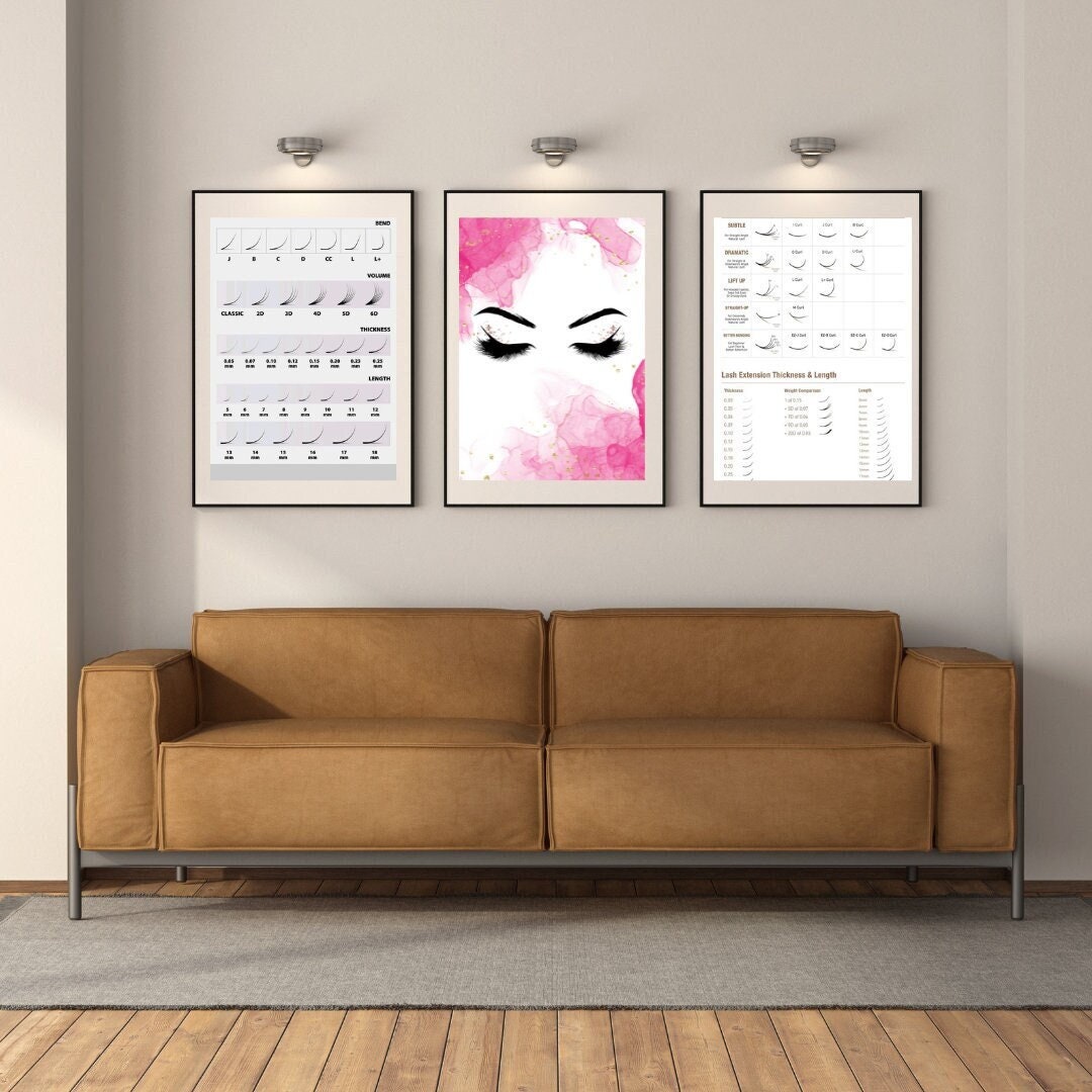 Digital Printable Lash Chart, Lash Extension Aftercare, Eyelash ...