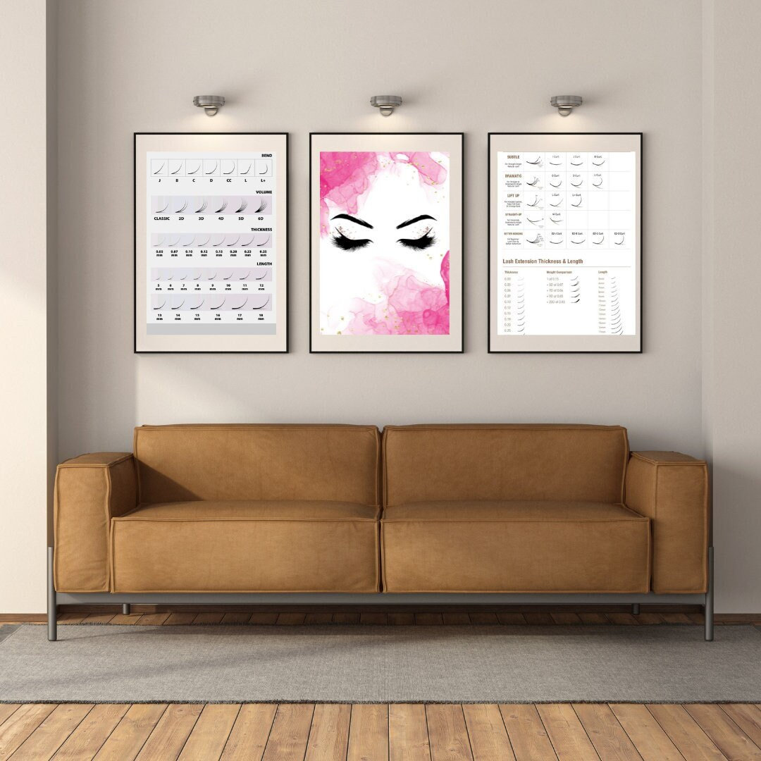 Digital Printable Lash Chart, Lash Extension Aftercare, Eyelash ...
