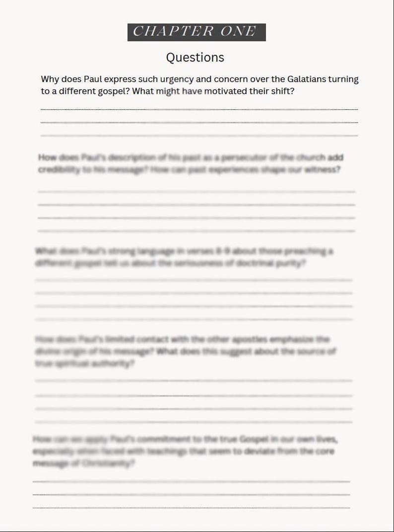 Galatians Bible Study Guide - Chapter by Chapter Questions for You or ...