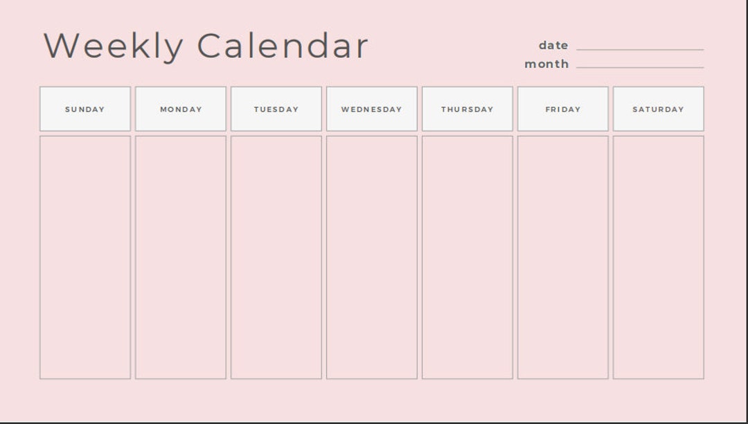 Digital Weekly Calendar Download - Etsy