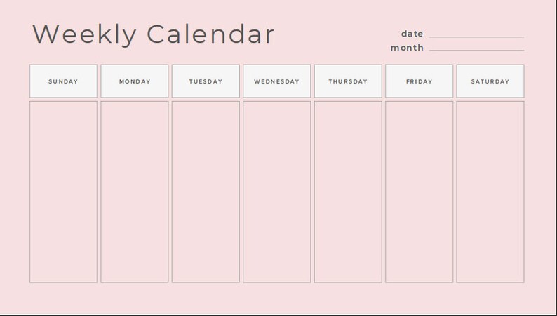 Digital Weekly Calendar Download - Etsy