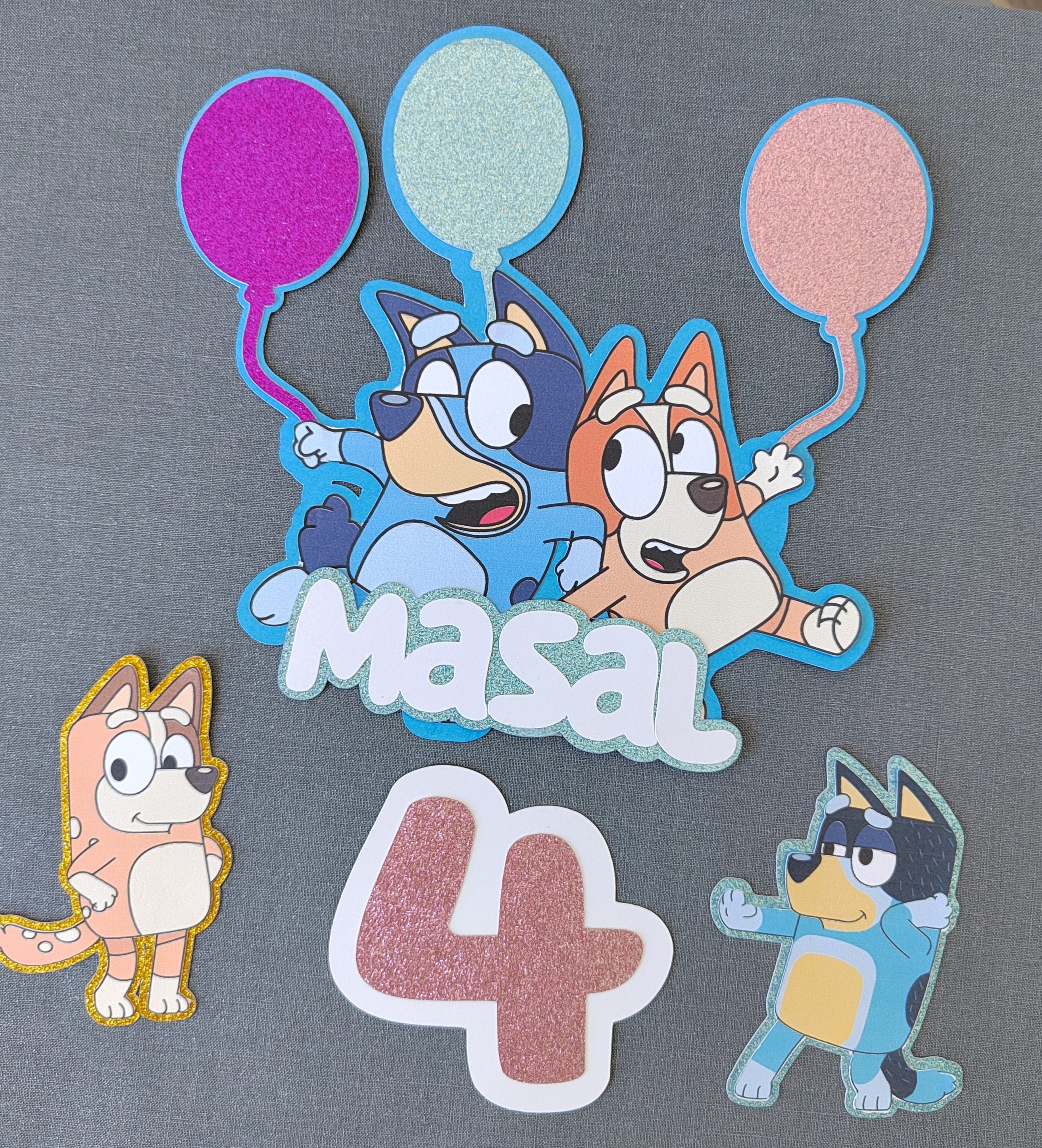 Bluey Kids Cake Topper Personalised Name Age - Etsy
