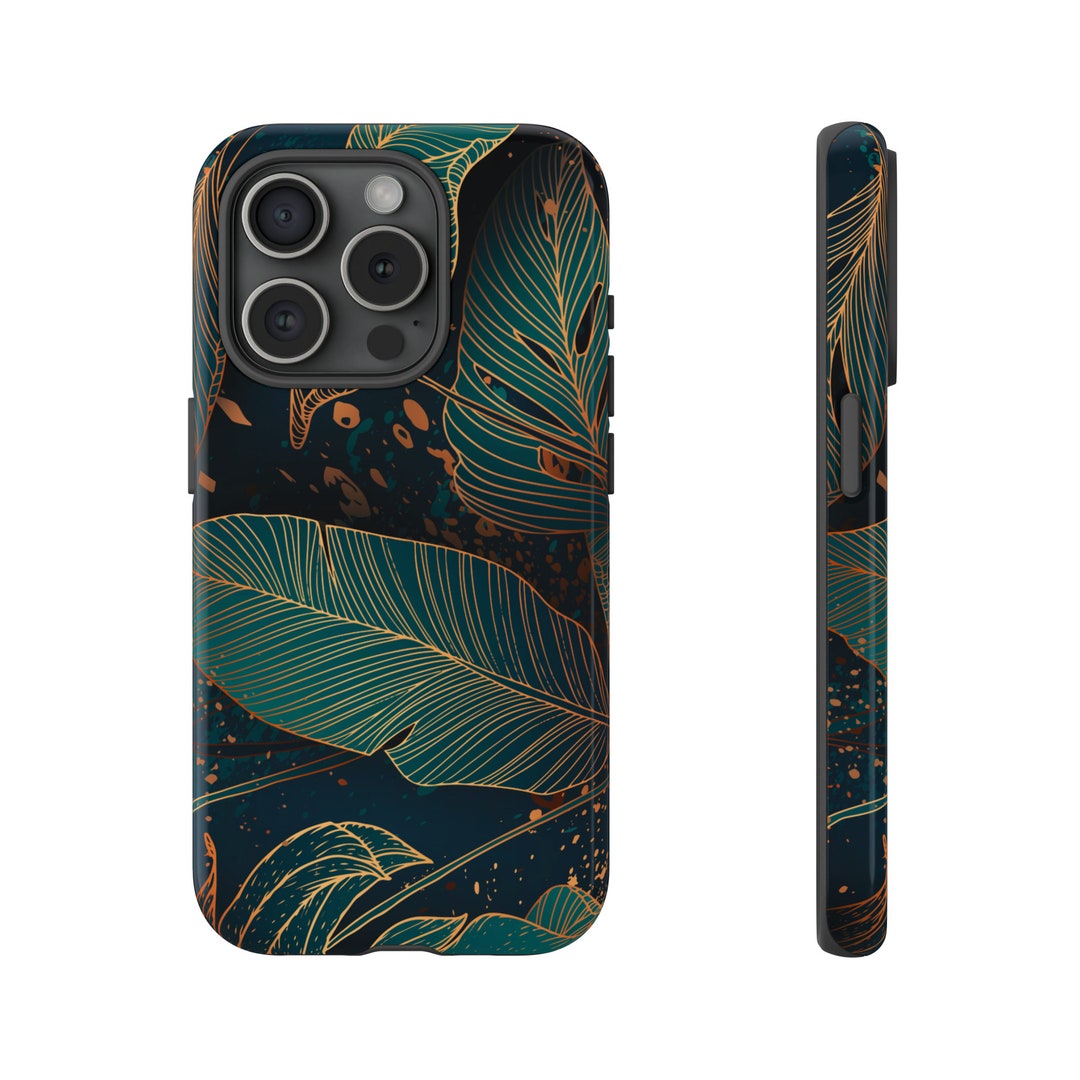 Palm Leaves iPhone Case I Copper and Teal Phone Case I - Etsy