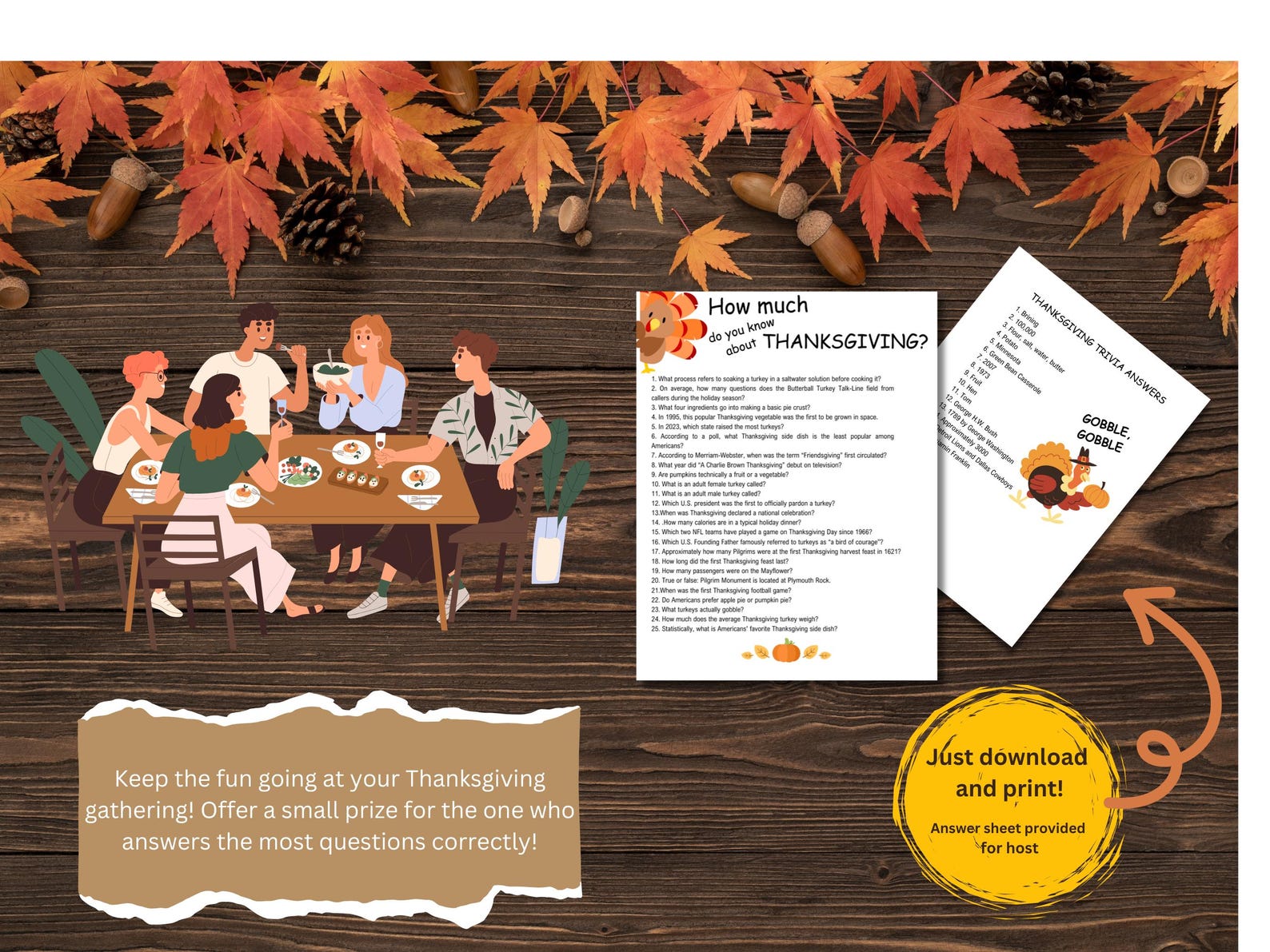 Thanksgiving Trivia Game: Family Fun (digital Download) - Etsy