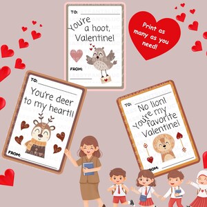 PRINTABLE Adorable WOODLAND Animals Valentines for Valentine Exchange ...