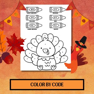 Thanksgiving Coloring Pages: Educational Color by Code (PDF) - Etsy