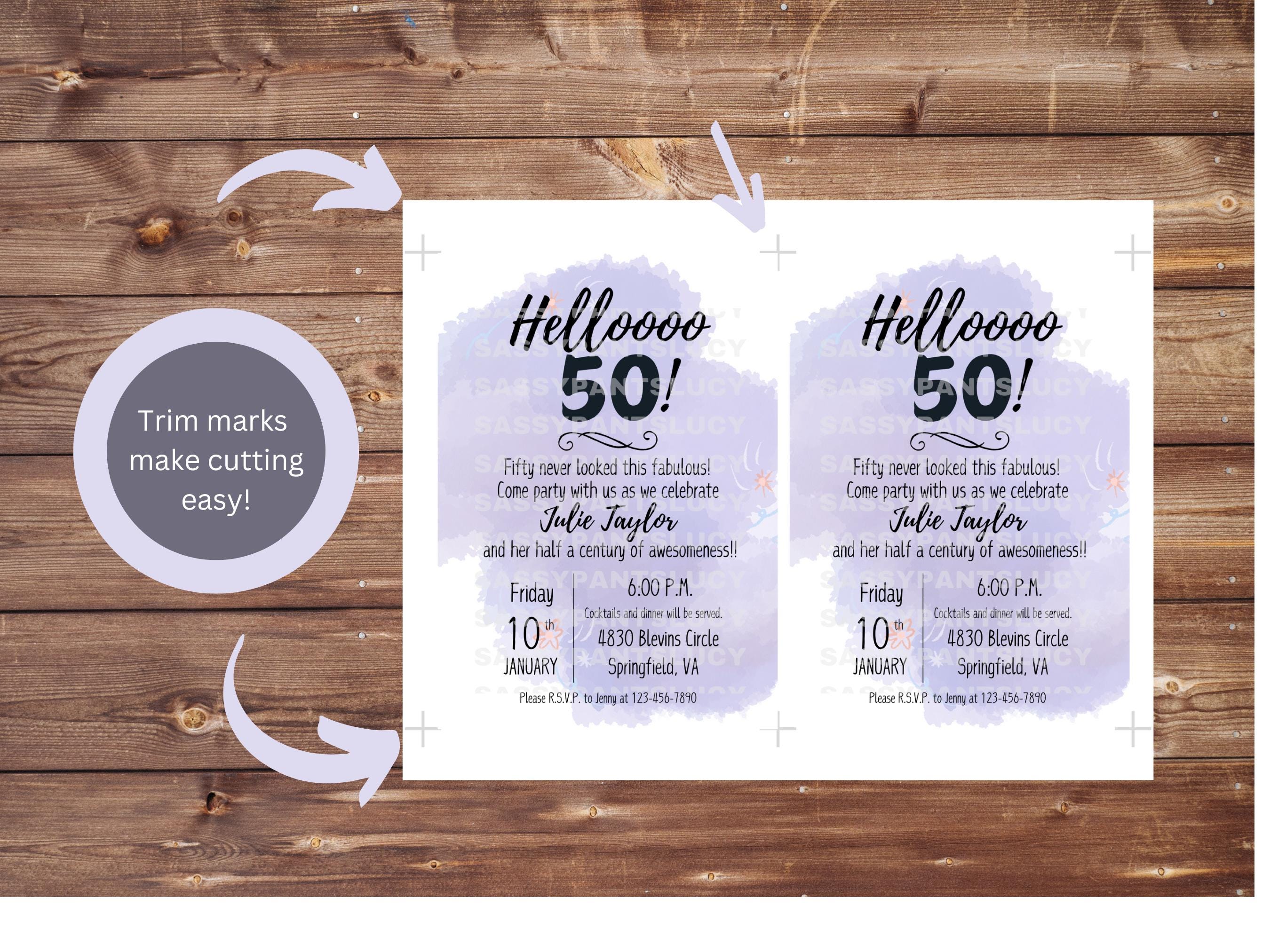 EDITABLE 50TH BIRTHDAY INVITATION, 50TH Birthday Party Invite, Digital ...