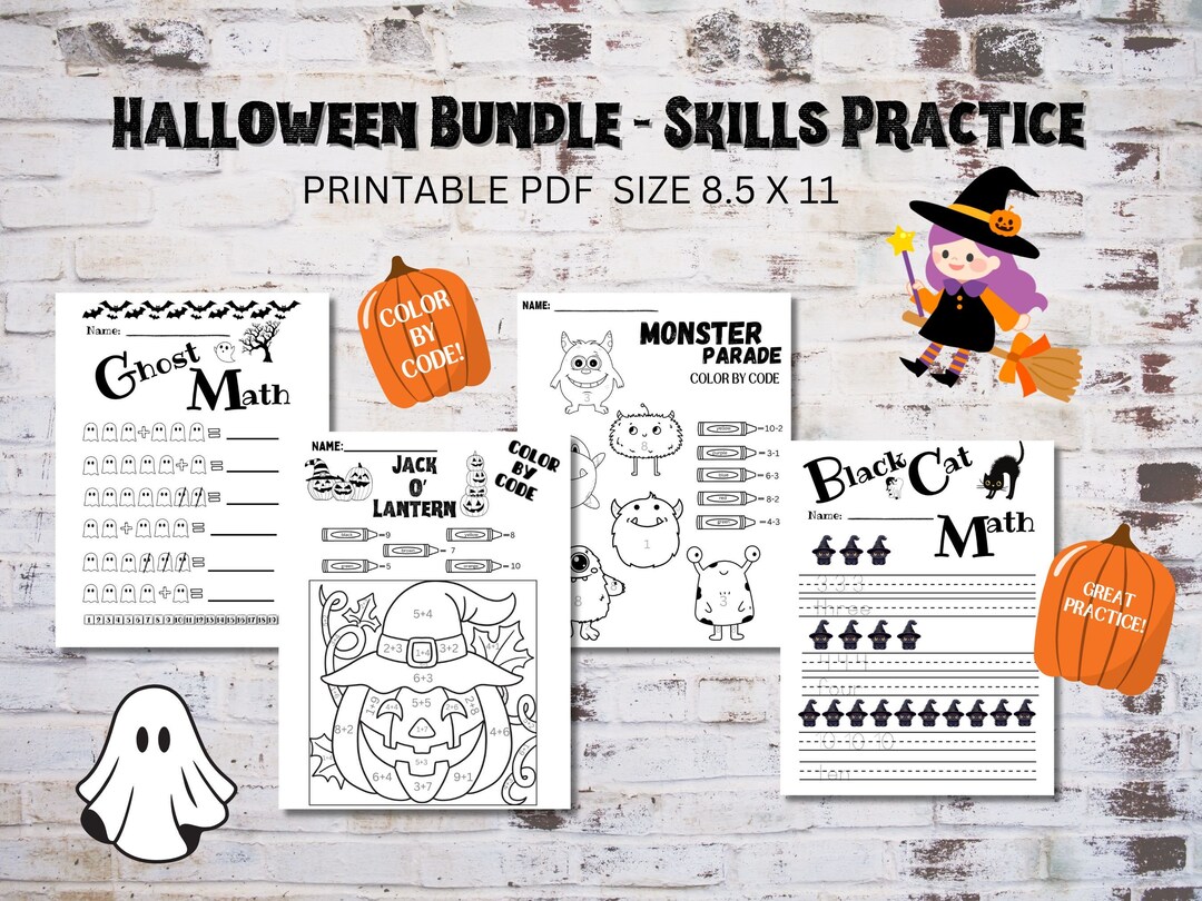 Spooky Halloween Math Worksheets for 1st Grade Addition & Subtraction ...