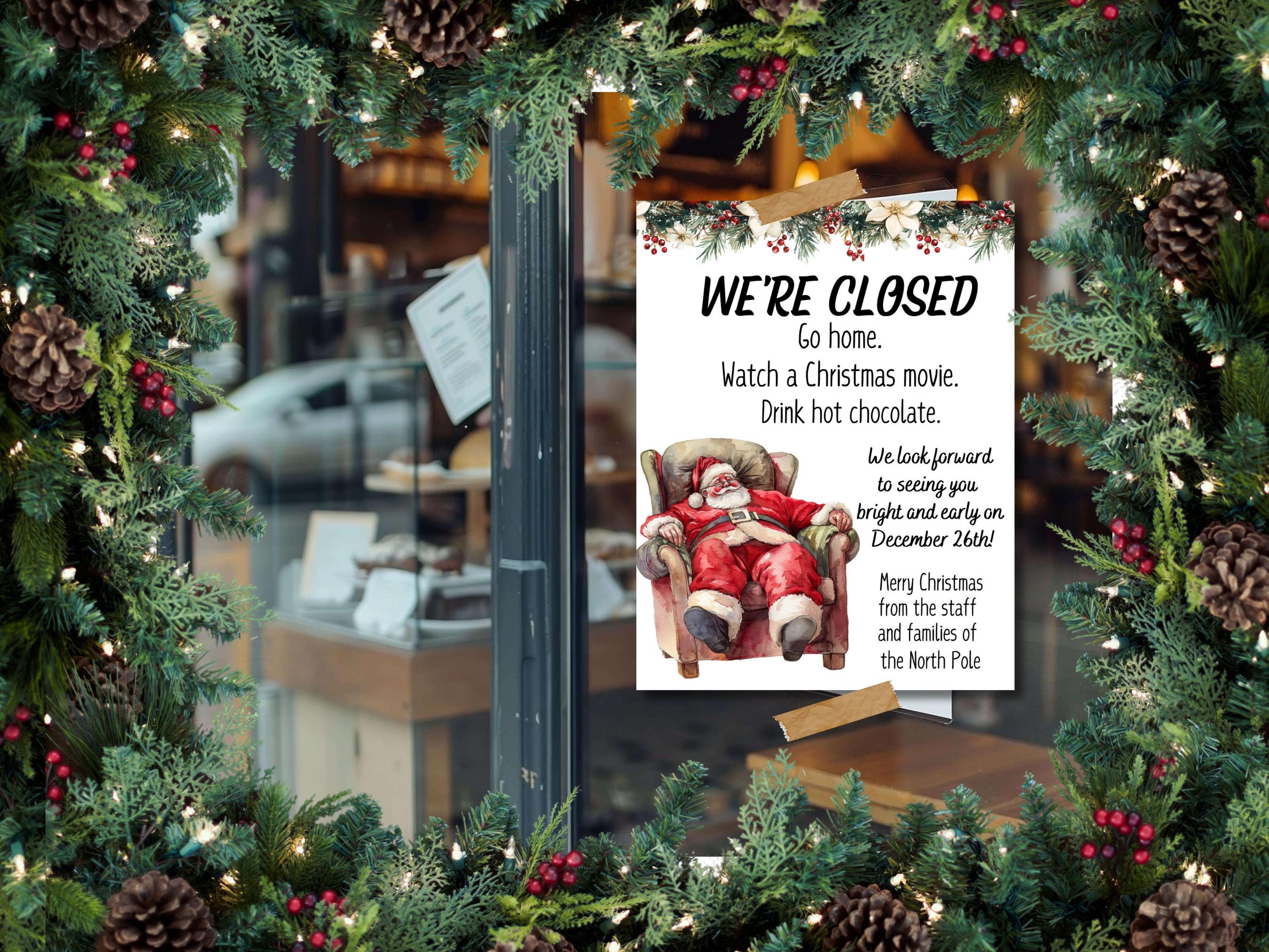 Editable Closed for Christmas Sign: Business Holiday Decor (8.5 X 11 ...