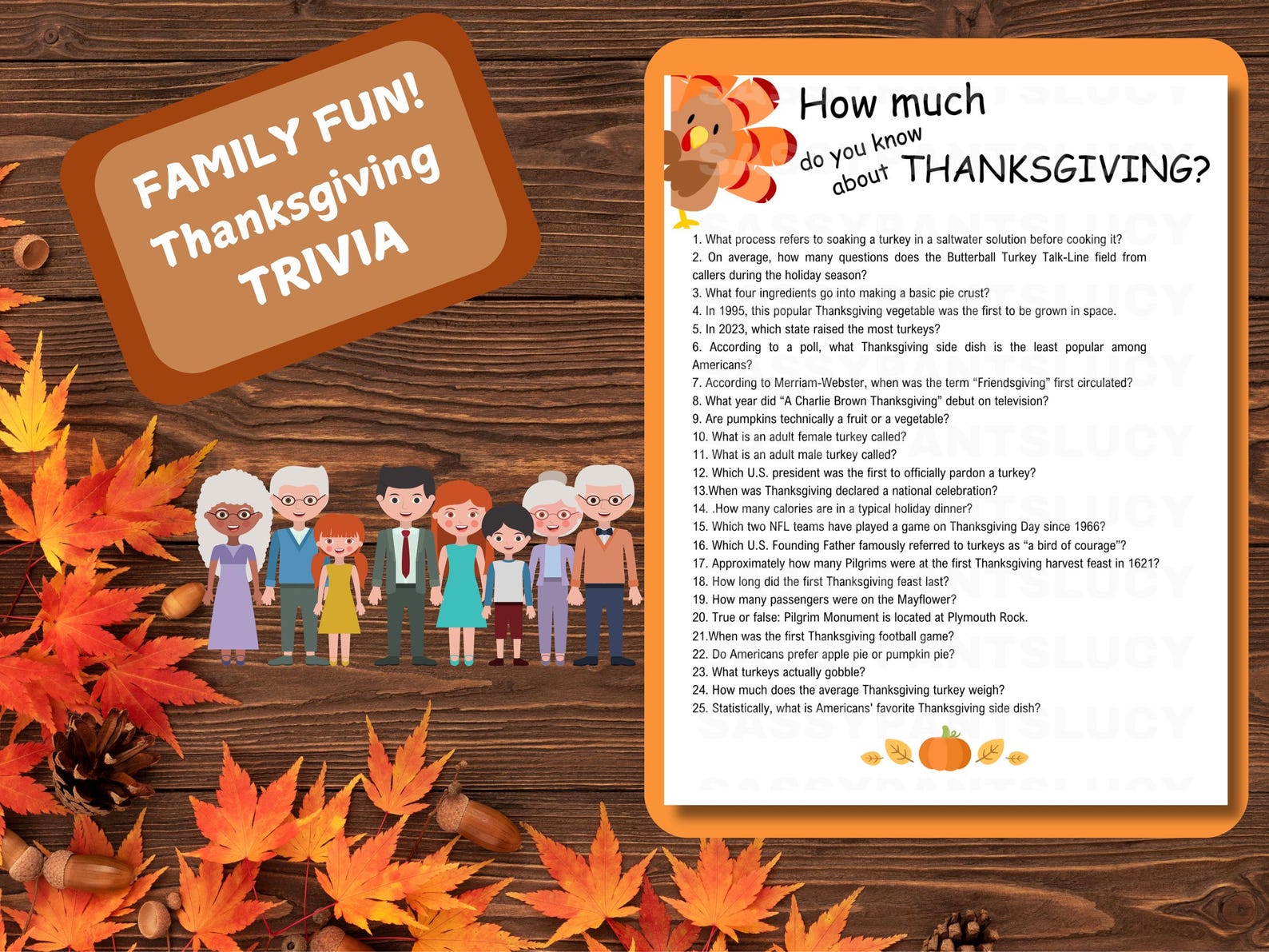 THANKSGIVING TRIVIA, Thanksgiving Game, Thanksgiving Fun, Game for ...