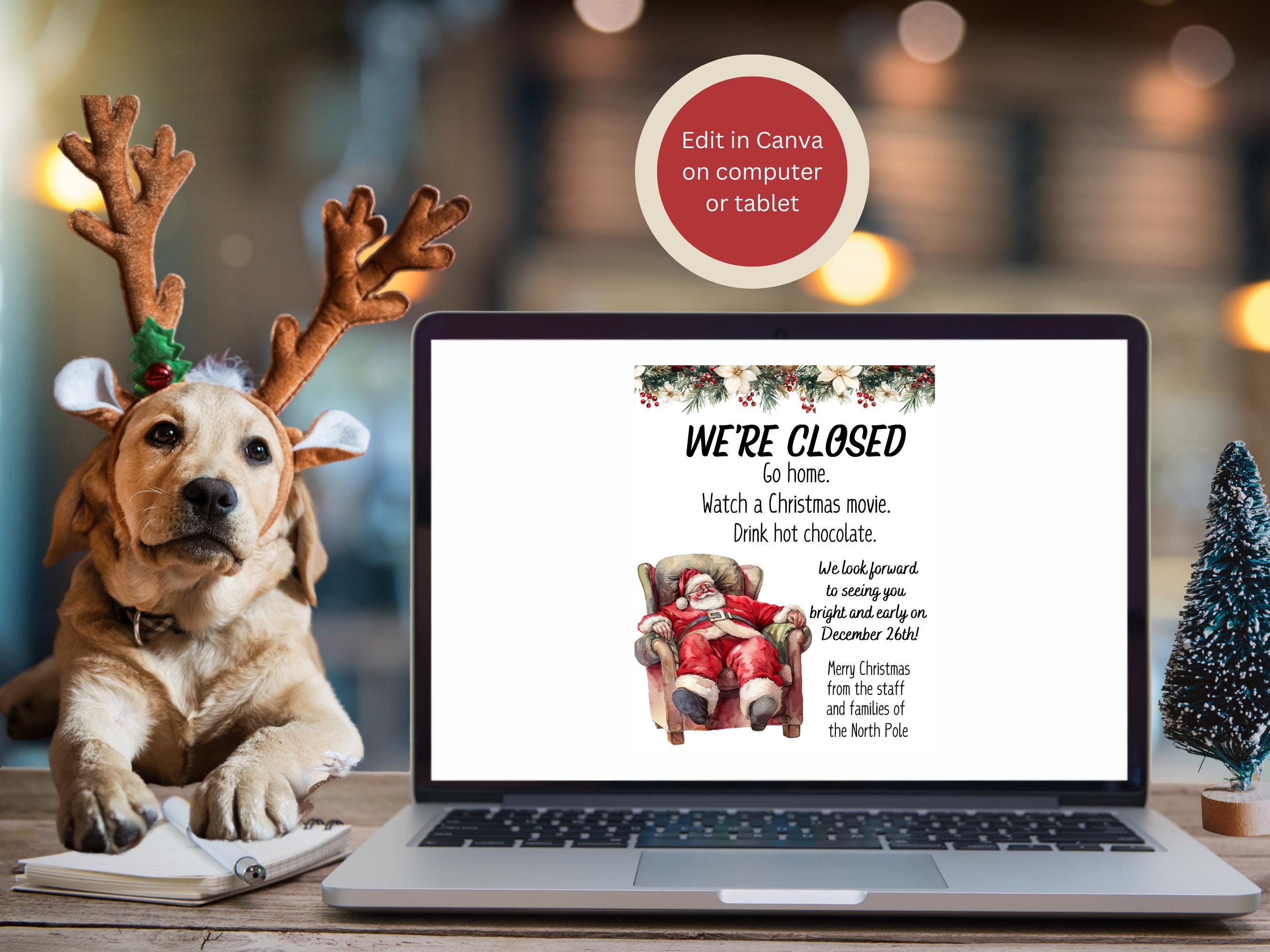 Editable Closed for Christmas Sign: Business Holiday Decor (8.5 X 11 ...