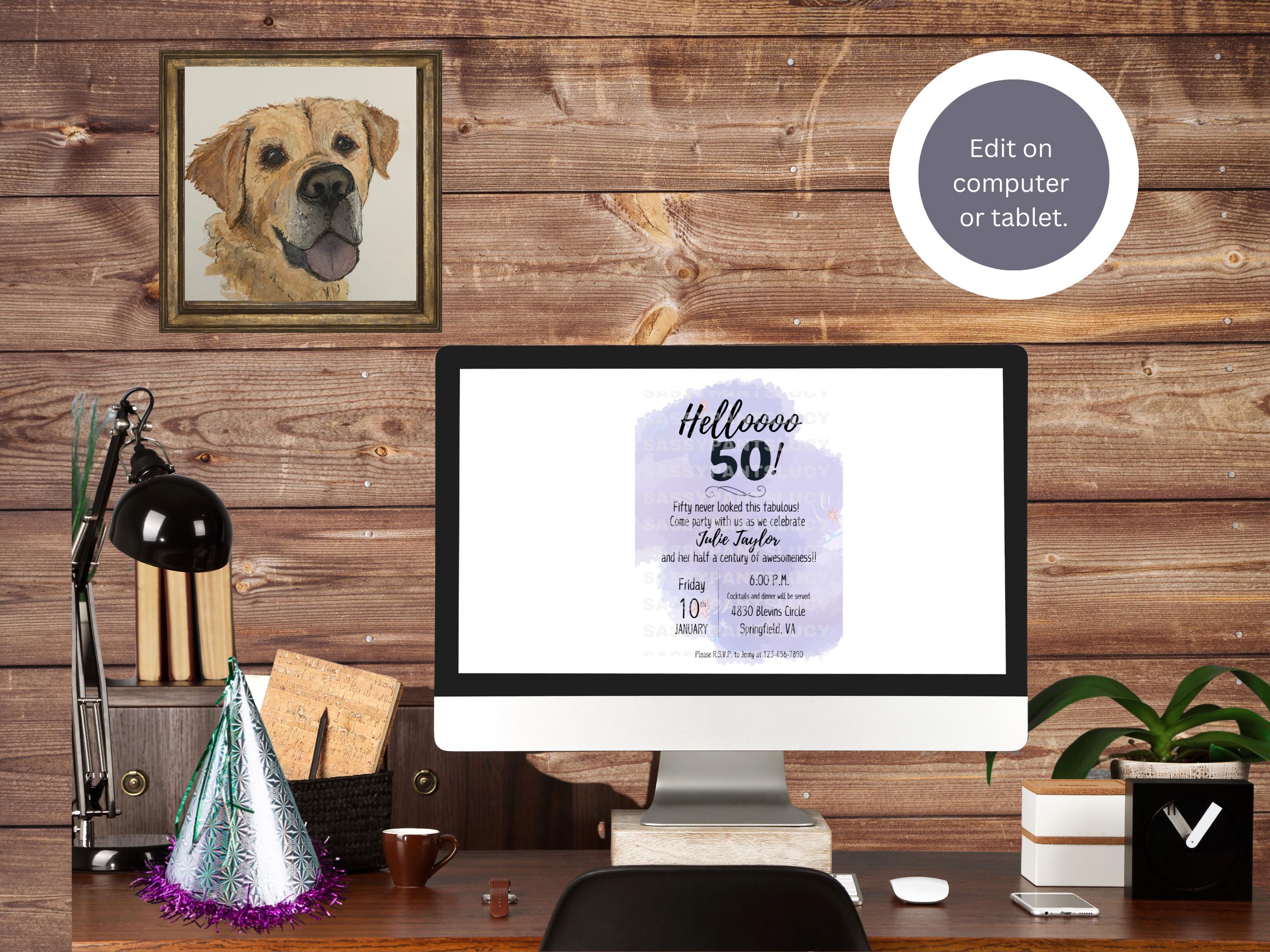 Editable 50th Birthday Invitation Template (digital Download) - Etsy