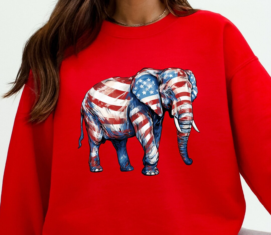 Republican Elephant Sweatshirt US Flag Conservative Symbol Sweater ...