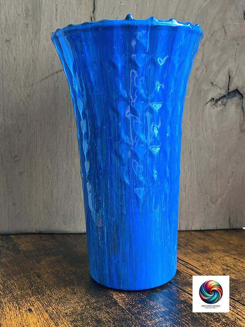Hand Painted Fluid Art Vase | Blue Glass Vase Decor | Ocean Inspired ...