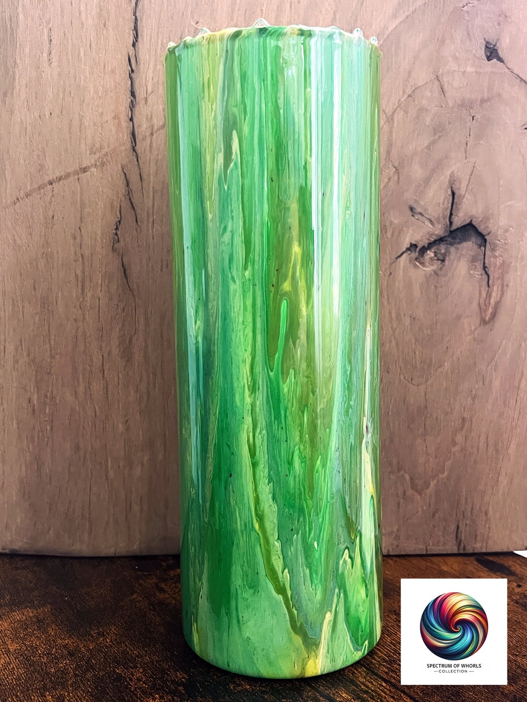 Hand Painted Fluid Art Vase - Green Glass Vase Decor - Nature Inspired ...