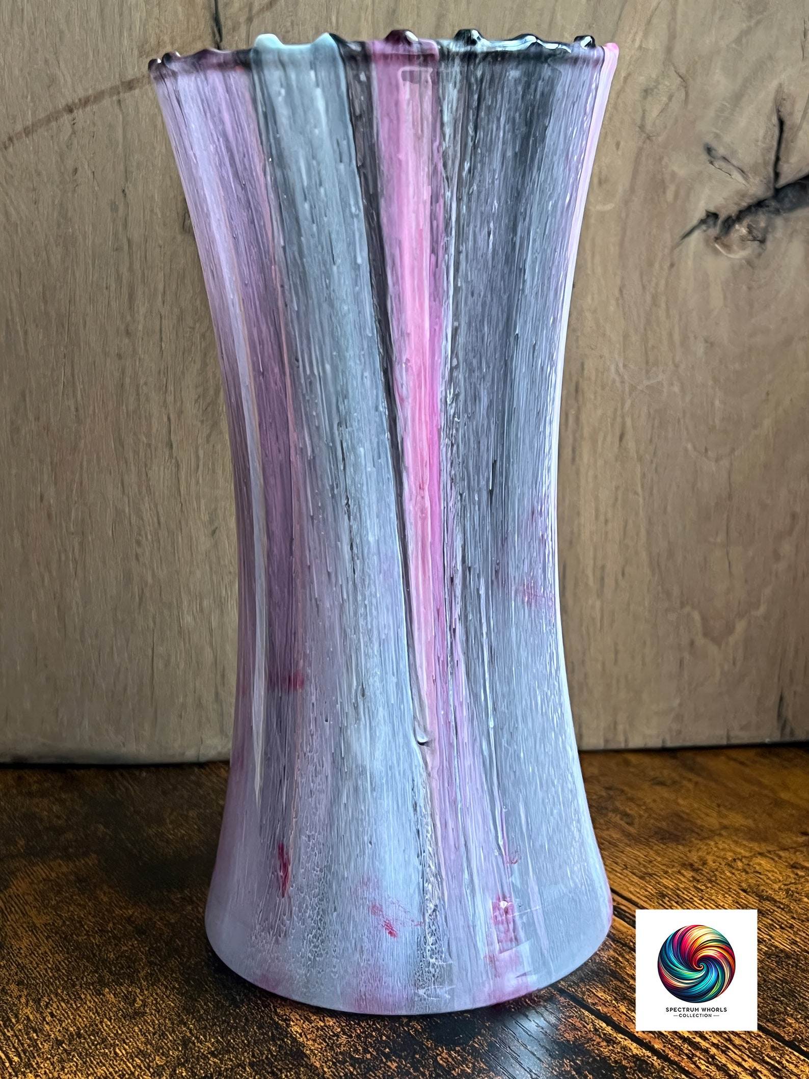 Hand Painted Fluid Art Vase | Black White Pink Glass Vase Decor ...
