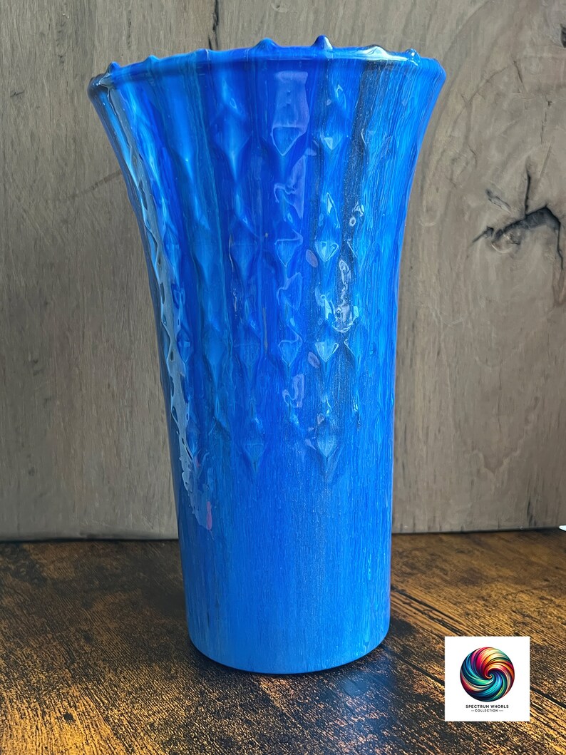 Hand Painted Fluid Art Vase | Blue Glass Vase Decor | Ocean Inspired ...