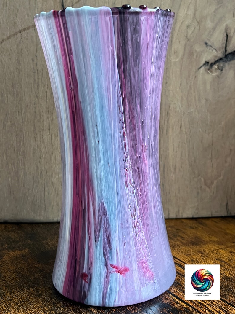 Hand Painted Fluid Art Vase | Black White Pink Glass Vase Decor ...