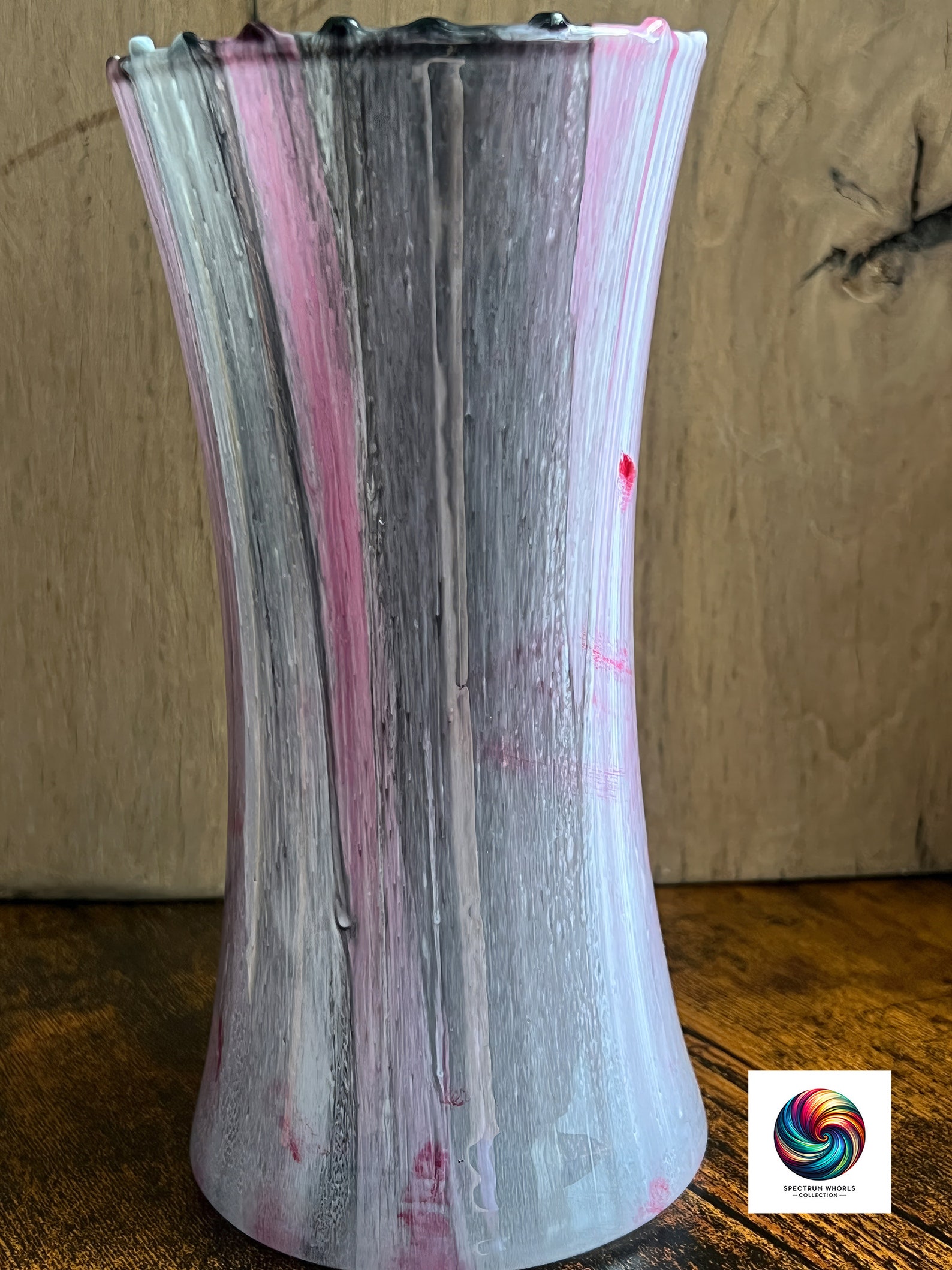 Hand Painted Fluid Art Vase | Black White Pink Glass Vase Decor ...