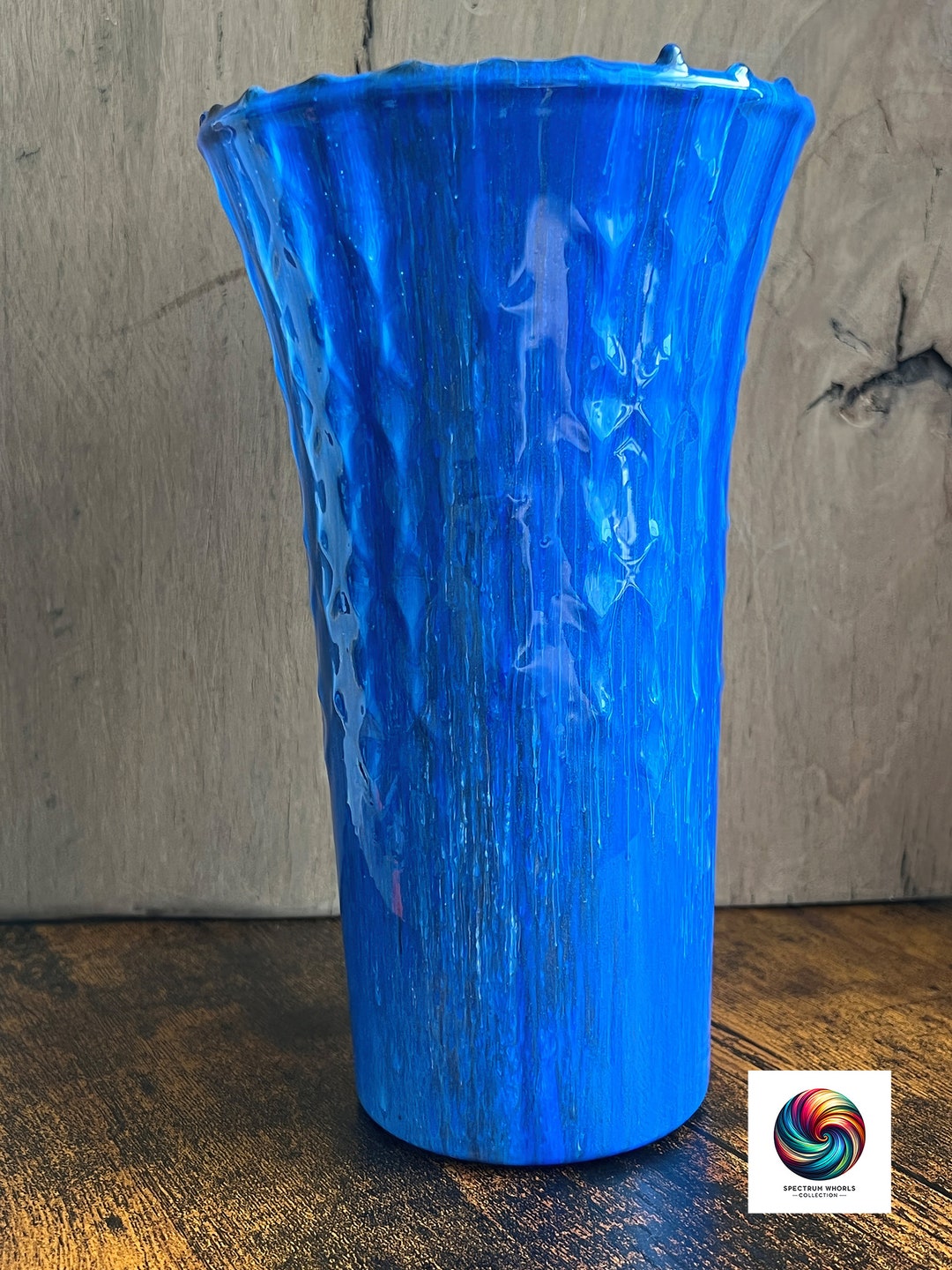 Hand Painted Fluid Art Vase | Blue Glass Vase Decor | Ocean Inspired ...