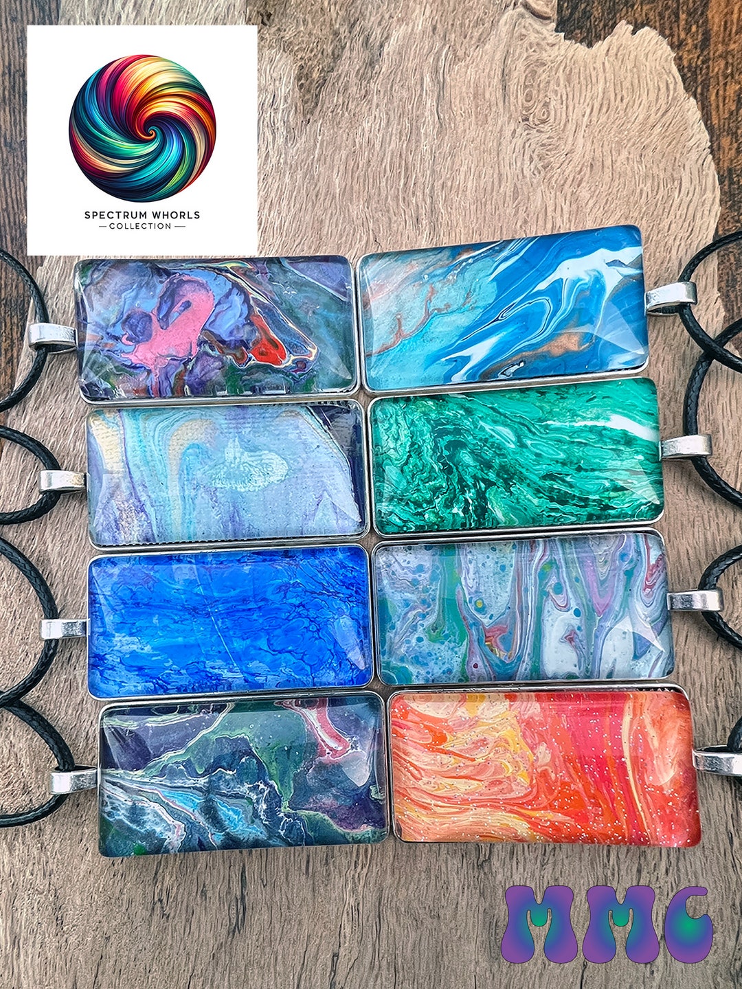 Spectrum Whorls Holiday Gift – Colorful Handmade 25x50mm Fluid Art ...