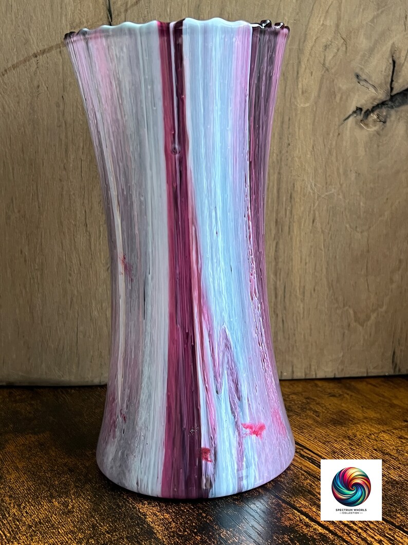 Hand Painted Fluid Art Vase | Black White Pink Glass Vase Decor ...