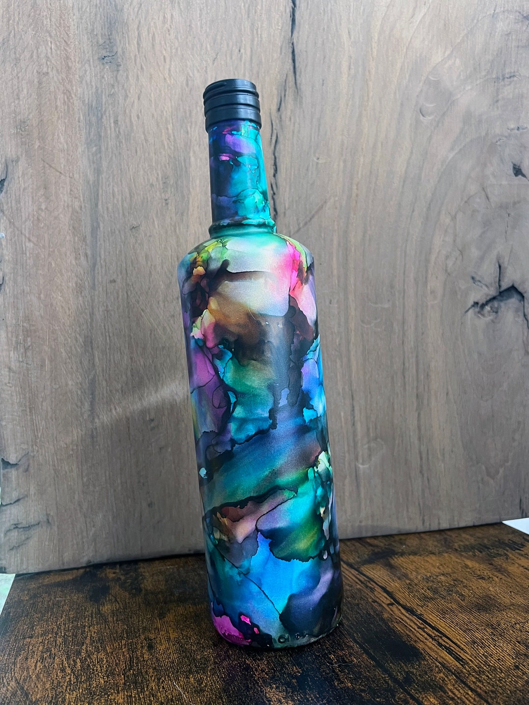 Midnight Mirage Hand-painted Recycled Wine Bottle W/optional ...