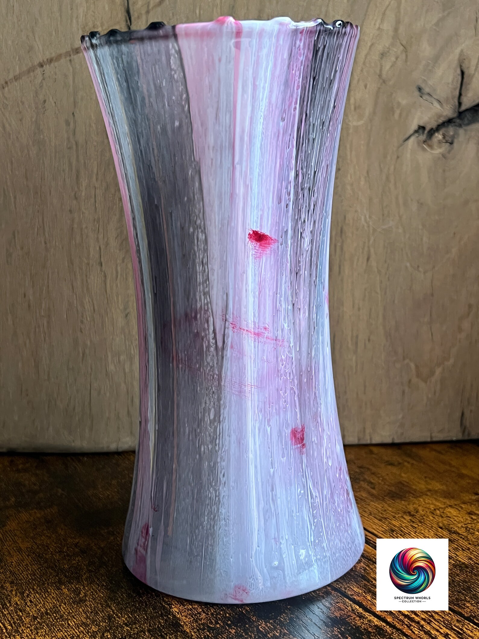 Hand Painted Fluid Art Vase | Black White Pink Glass Vase Decor ...