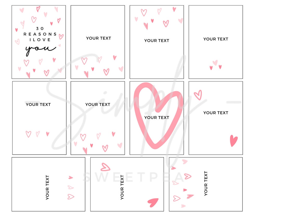 Reasons I Love You Template- Fully Customizable- - Etsy