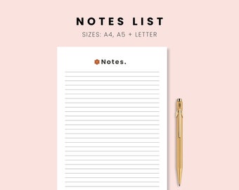 Printable Notes Instant Download Writing Paper Digital - Etsy