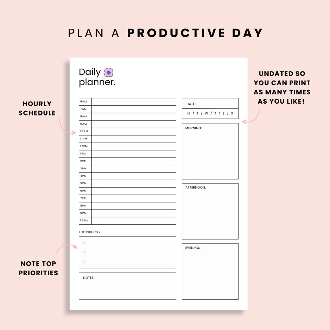 Daily Planner Cute 2024 Daily Planner Undated Planner - Etsy