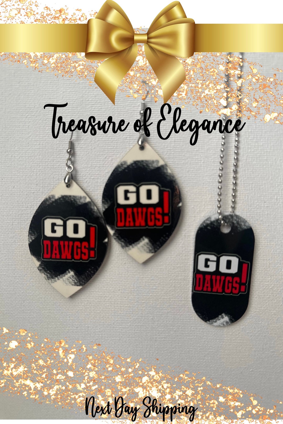 Game Day “GO DAWGS” Earrings and Dog Chain Set - Etsy