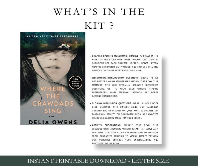 Where the Crawdads Sing Book Club Kit - Etsy